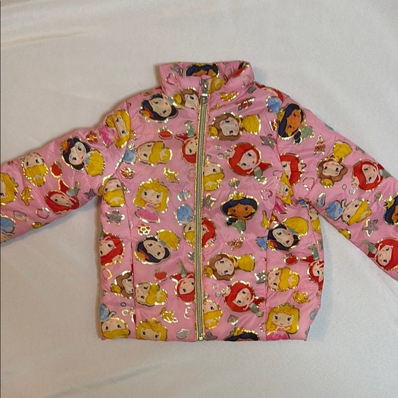 Disney | Jackets & Coats | Disney Pink Princess Patterned Puffer Jacket ...